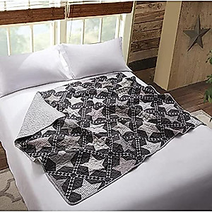 Quilted Throw Blanket by Virah Bella - 50" x 60" Mountain Stars Lightweight Throw Quilt Great for Loungers & Extra Bedding - Beautiful Farmhouse-Themed Blanket
