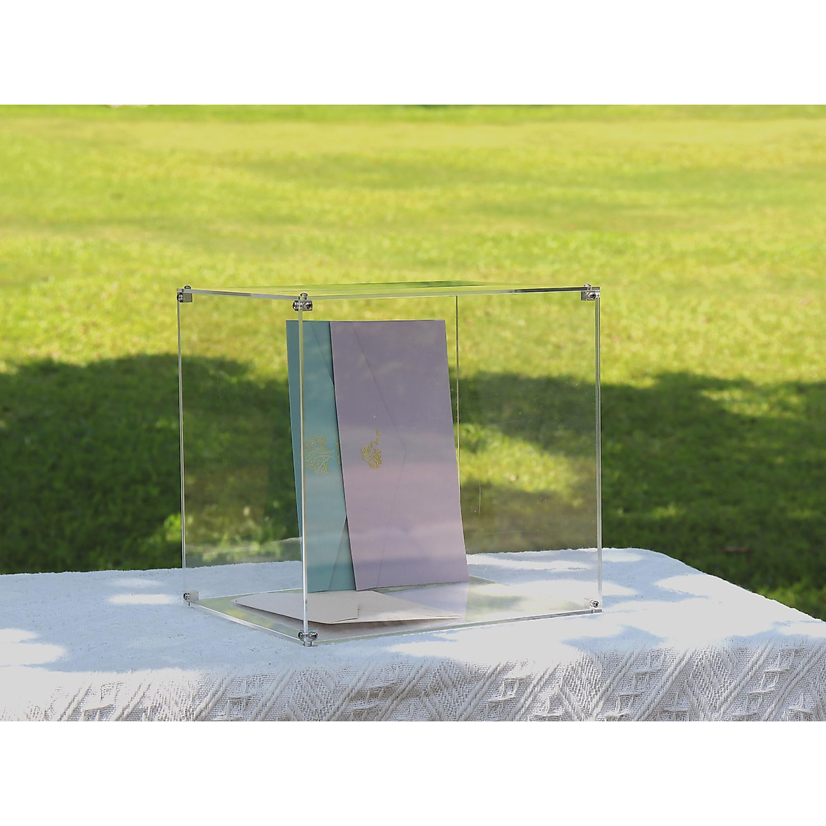 MaiiTiproll All Clear Acrylic Card Box, DIY Wedding Box with Your DIY Print, Assembly Box for Reception/Wedding Box/Party Graduation & Birthday Baby Shower Decorations(10x10x8.5)