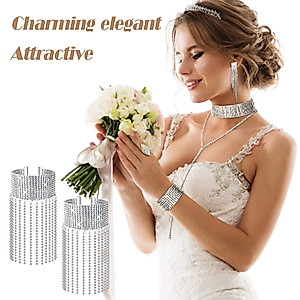 HAIAISO 7 Pieces Rhinestone Jewelry Set for Women Crystal Choker Necklace Tennis Stretch Bracelet Dangle Earrings Diamond Ring Rhinestone Tassel Anklets Wedding Bridal Prom Party Jewelry