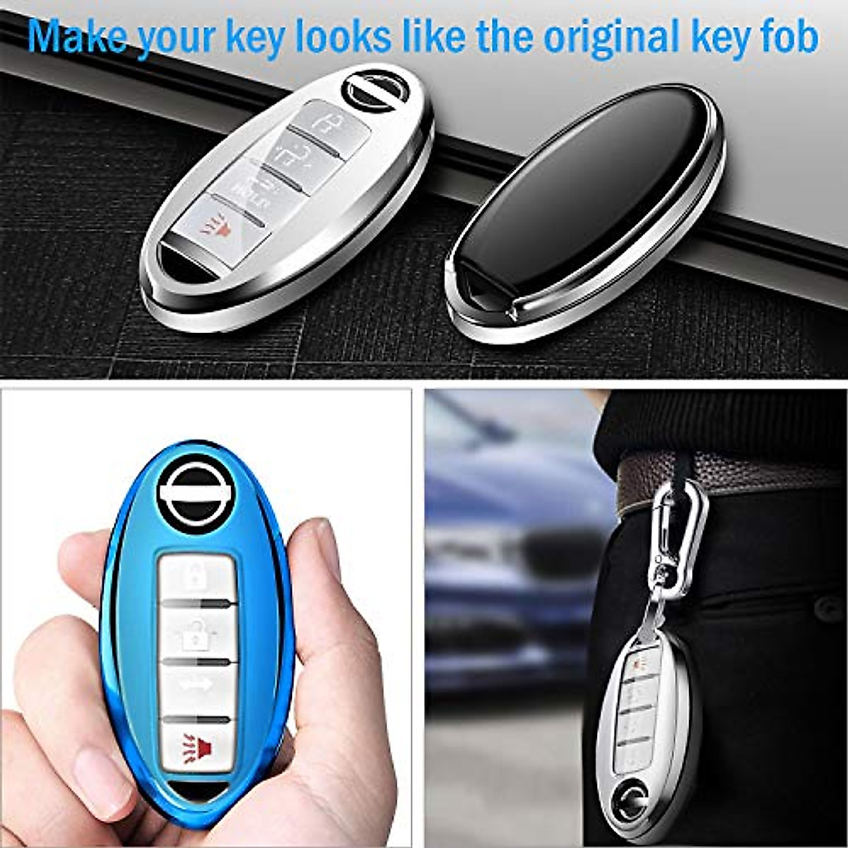 COMPONALL for Nissan Key Fob Cover, for Nissan Altima Maxima Rogue Armada Pathfinder