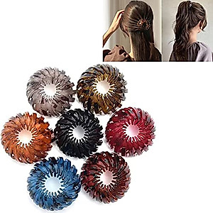 Pureadee 7PCS Bird Nest Magic Hair Clip, Hair Holder - Includes 7 Pastel Plastic Resin Material, Geometric Design, Anti-Skid, Compatible with Thin Hair for Special Occasions