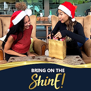 Nush Nush Gold Gift Bags Medium Size – Set of 12 Gold Reusable Gift Bags With Handles in Bulk - Bridesmaids, Bachelorette, Birthday, Christmas Gift Bags, Goodie Bags, Party Favor Bags – 8Wx4Dx10H