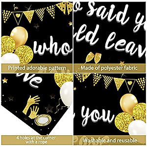 Retirement Party Decorations Who Said You Could Leave Banner, We Will Miss You Party Supplies Farewell Decorations Goodbye Office Work Going Away Party Backdrop Sign Photo Booth Background Decor