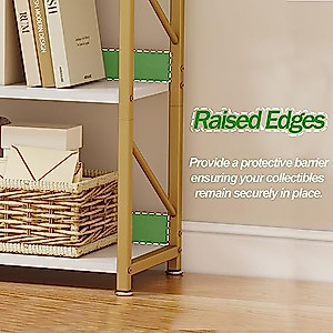 FUTRWORE Small Bookshelf for Small Spaces, 3 Tier Bookcase, Narrow Gold Book Shelf, Small Shelf Open Display Rack for Bedroom, Living Room, Home Office,White&Gold