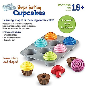 Learning Resources Smart Snacks Shape Sorting Cupcakes,17 Pieces, Ages 18 Months+, Fine Motor, Color & Shape Recognition