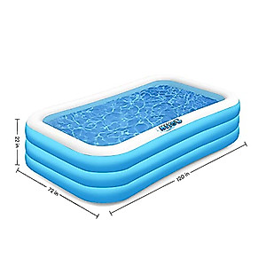 120" Inflatable Family Swimming Pool 120" X 72" X 22" Full-Sized Inflatable Lounge Pool for Baby, Kiddie, Kids, Adult, Infant for Ages 3+. Summer Fun Indoor Outdoor Water Party/Family Activity
