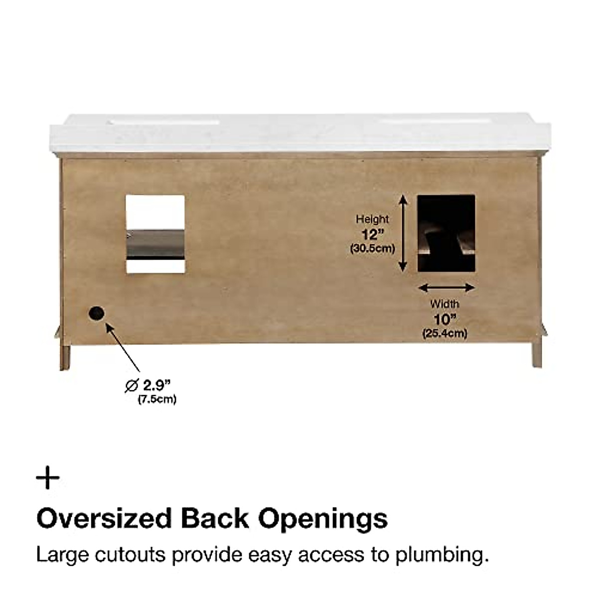 OVE Decors Edenderry 72" Double Undermount Sink Bathroom Vanity with Cultured Marble Countertop and Barn Doors, Pre-Assembled | Backsplash Included | 03 Drawers and Power Bar, 72 inches, Rustic Almond