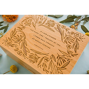 Garden Of Flowers Alfred Lord Tennyson Quote Wood Keepsake Box [Personalized Custom Gifts, Anniversary, Wedding, Baby, Memory]