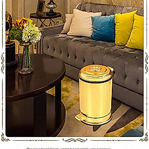 WPYYI Golden Pedal Metal Trash Can Upscale Hotel Villa Kitchen Living Room Bathroom Covered Garbage Storage Bucket Dustbin ( Size : 10L )