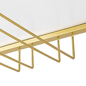 Fetcoi Rustic Ceiling Wine Glass Rack, 31.5 inch Hanging Metal Wine Rack with Glass Holder, Mug Holder and Shelf, Metal Ceiling Bar Wine Glass Rack for Bar Cafe Kitchen Restaurant, Gold