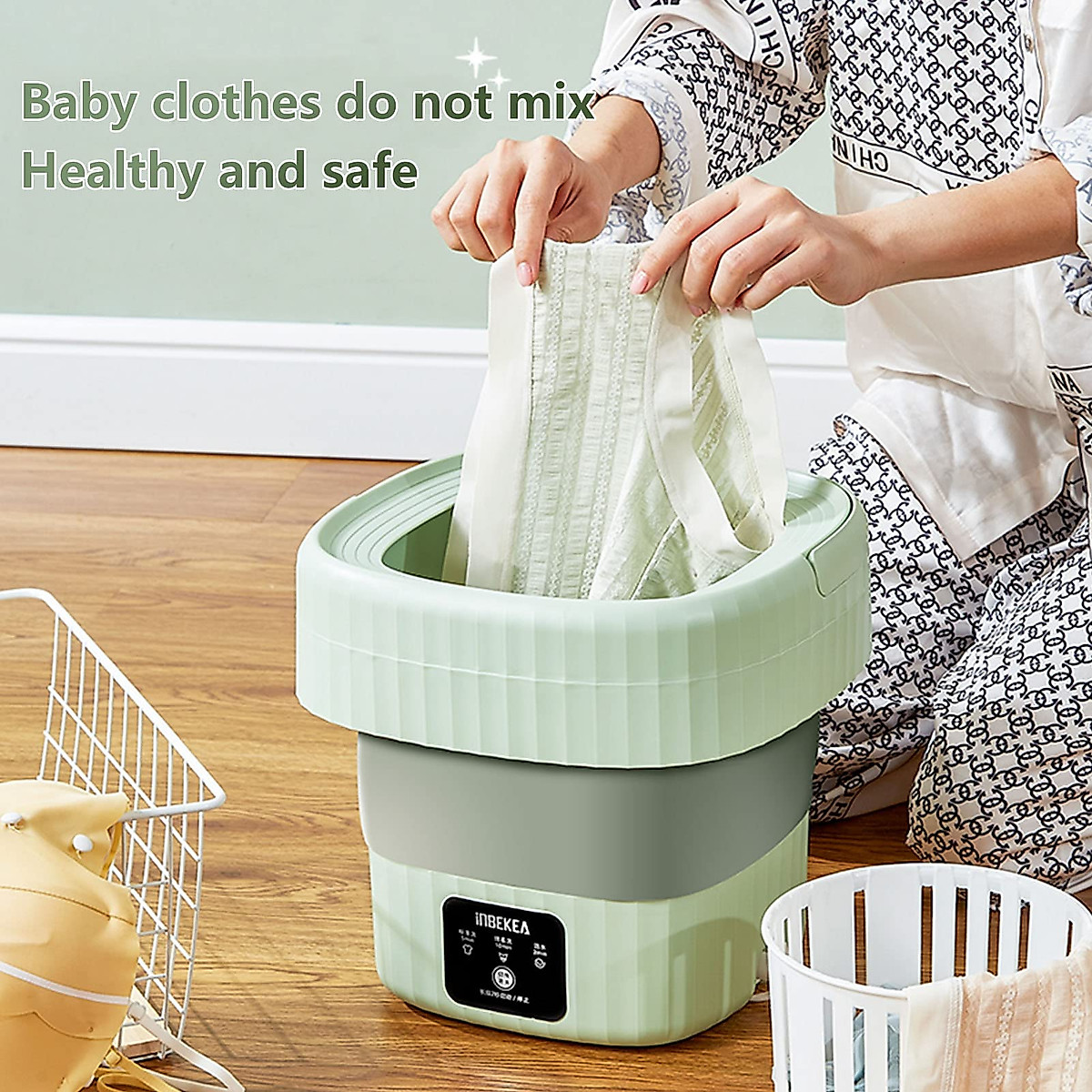 Portable Washing Machine, Mini Foldable Washer and Spin Dryer Small Foldable Bucket Washer, Suitable for Apartment Dorm,Travelling，Best Gift Choice (PINK-2)