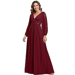 Ever-Pretty Women's Customized Generous Chiffon A Line Long Evening Dresses Burgundy US00
