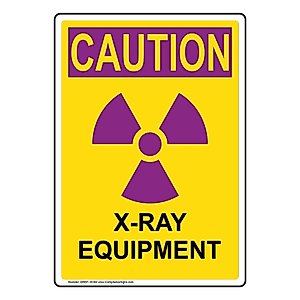 ComplianceSigns.com Vertical Radiation Caution X-Ray Equipment OSHA Safety Label Decal, 5x3.5 in. Vinyl 4-Pack for Medical Facility Hazmat