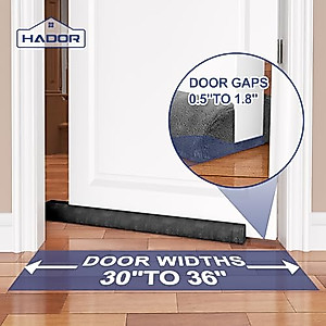 HADOR Door Draft Stopper for Bottom of Door, 36 Inch Under Draft Air Noise Light Blocker 30"- 36" Double Side Triangle Soundproof Sweep Filler Seal Gap up to 1.7" for Patio Sliding Door Guard, Black