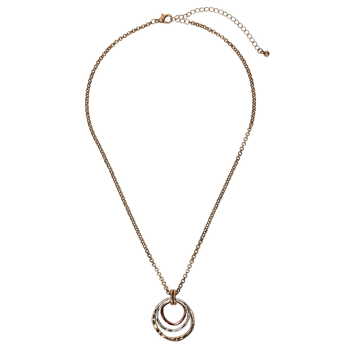 SPUNKYsoul 3 Circle Handmade Necklace for Women (3-Toned with Gold Chain)