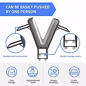 ZAFLY Folding Bed with 4 Inch Mattress,Rollaway Folding Guest Bed Fold Up Bed with Lockable Wheels,Space Saving Foldable Bed Portable Bed,Rollaway Bed with Folding Mattress for Adults,75 x 31 Inch