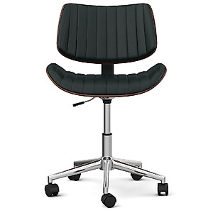 SIMPLIHOME Chambers Swivel Adjustable Executive Computer Office Chair in Distressed Black Faux Leather, for the Office and Study, Contemporary