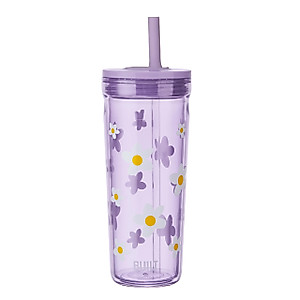 BUILT 20 Fluid Ounce Acrylic Straw Seal Bedford Tumbler, Leakproof, Wild Lavender Daisy
