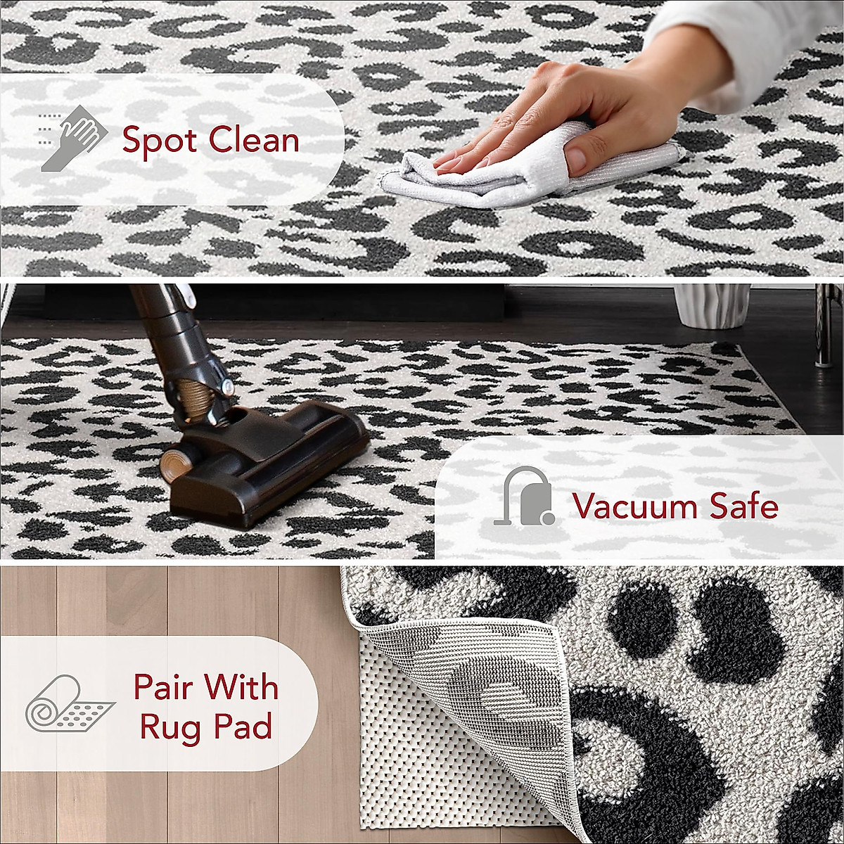 nuLOOM Annette Modern Leopard Print Area Rug, 5x7, Dark Grey