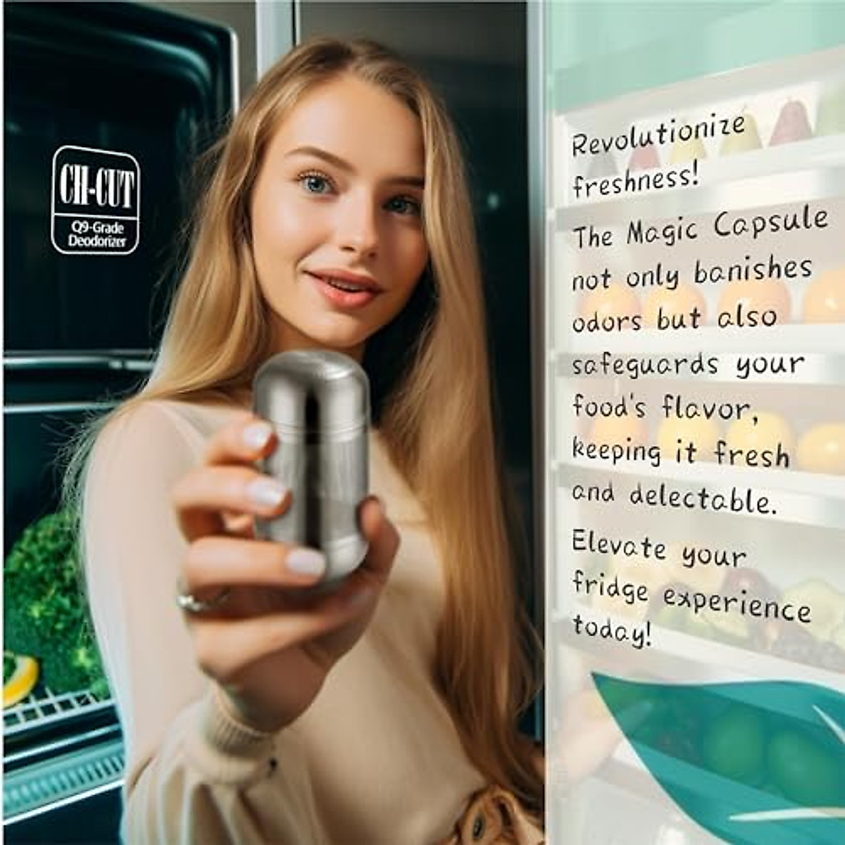 Magic Capsule-2024 NEW Upgrade-Refrigerator Deodorizer, Lasts for 10 Years, Odor Eliminator, Fridge Deodorizer, Beats Baking Soda and Bamboo Charcoal Air Purifying Bags