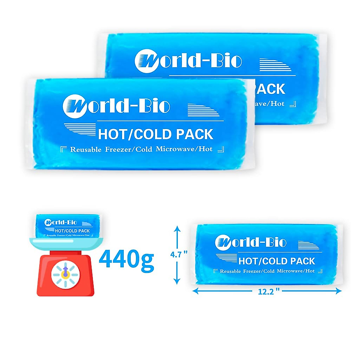 Reusable Hot and Cold Gel Ice Packs for Injuries, (2 Packs) Flexible Soft Ice Packs for Pain Relief, Migraines, First Aid, Kids Boo Boo, Gel Ice Pack for Knee, Neck, Wrist, Ankle, Elbow, 12.2" x 4.7"