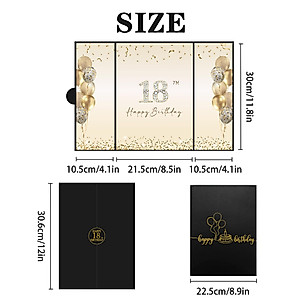 DARUNAXY Black Gold 18th Birthday Party Decorations, Happy 18th Birthday Alternative Signature Guest Book for Boys & Girls Cheers to 18 Years Old Gifts 18 Birthday Signing Card Board Party Supplies