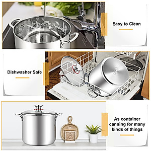 TeamFar 12 Quart Stock Pot, 18/10 Stainless Steel Large Cooking Soup Pot with Lid for Simmering/Stewing, for Induction/Gas/Ceramic, Healthy & Heavy-Duty, Riveted Handles & Dishwasher Safe