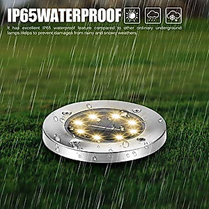 Aogist 4 Packs Solar Ground Lights,8 LED Garden Lights Patio Disk Lights In-Ground Outdoor Landscape Lighting for Lawn Patio Pathway Yard Deck Walkway