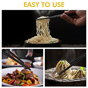 5 Pairs Reusable Chopsticks Dishwasher Safe,9.5 Inch Fiberglass Chopsticks Set, Japanese Chinese Korean Chopsticks for Food, Non-Slip, Easy to Use (Black Chopsticks)