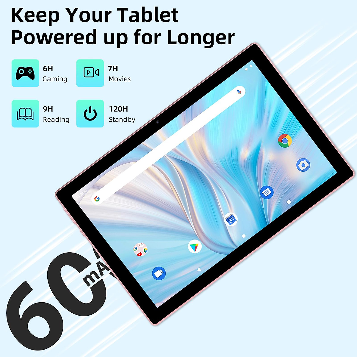 2 in 1 Tablet with Keyboard Case Mouse Stylus Pen Film, 10 inch Tablet Android 11.0 Tablets PC Set, 4GB RAM+64GB ROM Tableta Computer 10.1" IPS Screen 8MP Dual Camera WiFi BT Google Play Tab Pink/Girl
