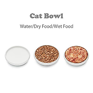 ComSaf Cat Food Water Bowl, Wide Shallow Ceramic Cat Dish, Non Spill Pet Bowl,10oz, Pack of 2