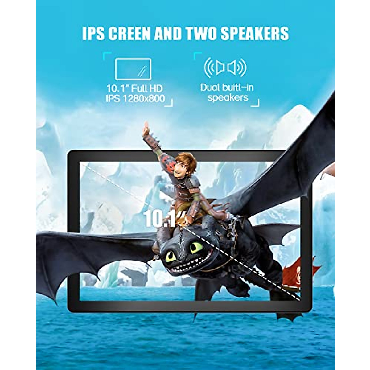 10.1 Inch Android 12 Tablet pc,64GB ROM 256GB Expand,Quad-Core Tablets,IPS HD Touch Screen and Dual Speaker,Google Certificated Wi-Fi Tablets,8MP+2MP Camera,6000mAh Long Battery Life（Black）