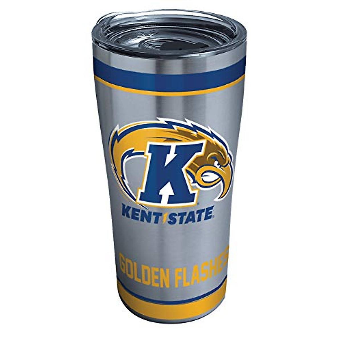 Tervis NCAA Kent State Golden Flashes Tradition Stainless Steel Insulated Tumbler with Lid, 20 oz, Silver