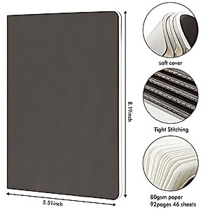 feela 16 Pack Soft Cover Journal Bulk, Lined Notebooks College Ruled for Work for Women Girl Writing, Blank Travel Journal Note Taking Notebook School Business Supplies, 8.2” x 5.5”, A5, Gray