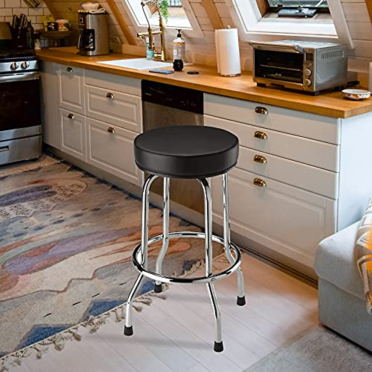 BIG RED Torin Swivel Bar Stool: Padded Garage/Shop Seat with Chrome Plated Legs, Black, 28.74" Tall, 18.5" Diameter