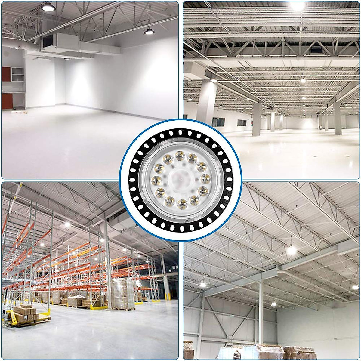UFO Led Lights 50W, 10000LM High Bay Led Shop Lights - 6000K-6500K Daylight White Ultra Thin LED Warehouse Lights Lamp for Warehouse Shop Garage Barn Workshop Gym Lighting