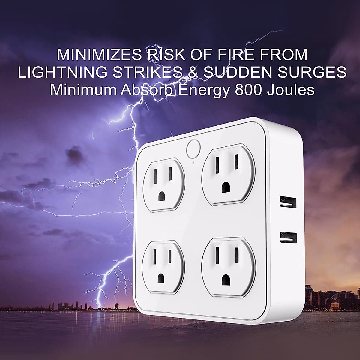Wireless Wall Tap Smart Plug,Surge Protector, 4 Outlet Extender with 4 USB Charging Ports, Compatible with Alexa Google Assistant, no Hub Required (4 Outlets,4 USB Ports), ETL Certification