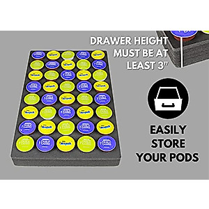 Polar Whale 2 Coffee Espresso Capsule Drawer Organizer Tray Inserts Compatible with Dolce Gusto Kitchen Home Office Waterproof Washable Black Foam 40 Compartment 12.75 x 20.25 Inches