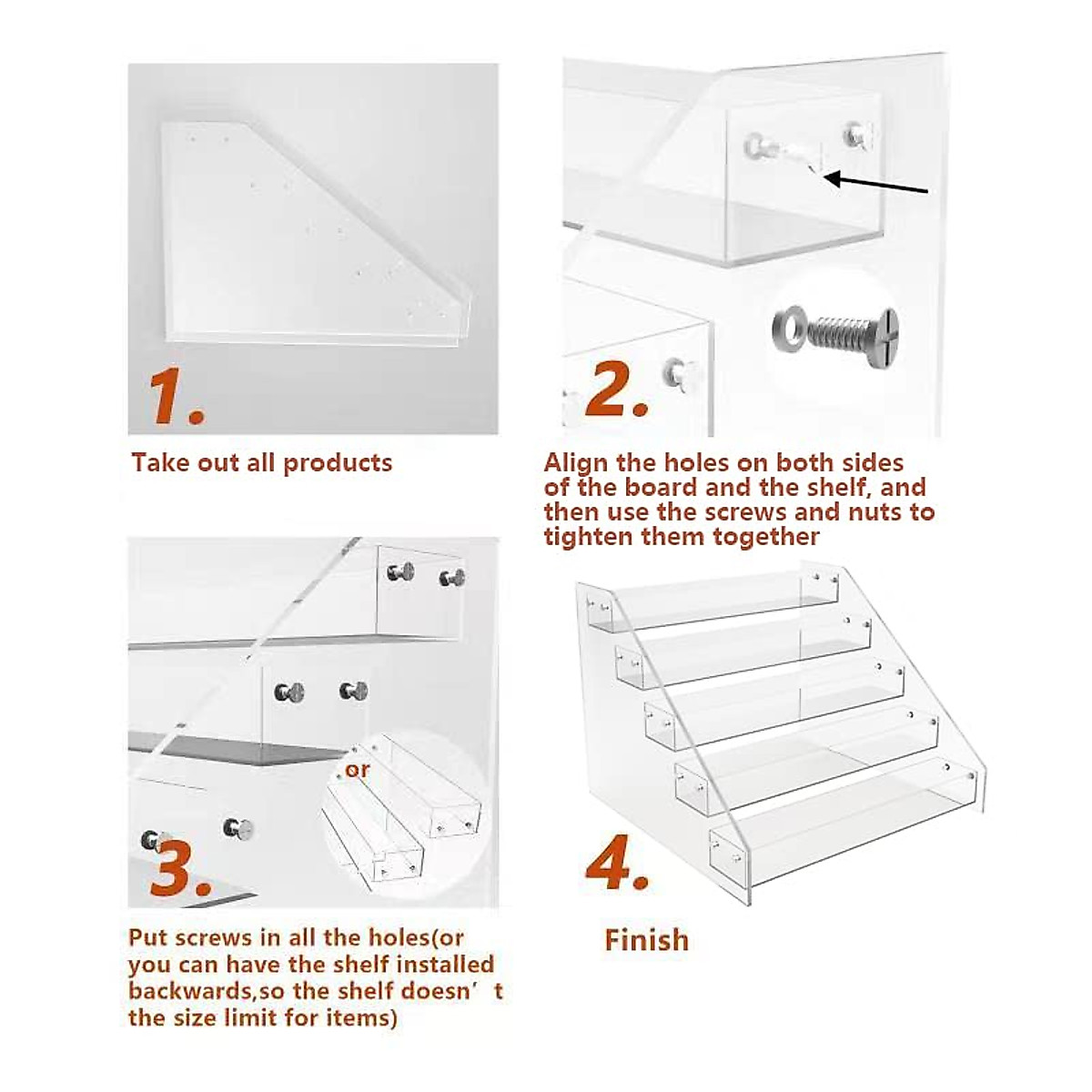 PMMASTO Tiered Spice Rack, Seasoning Organizer, Clear Acrylic Vertical Shelves Can Organizer for Countertop, Cabinet, Pantry, Kitchen Organization & Storage - 5 Tier