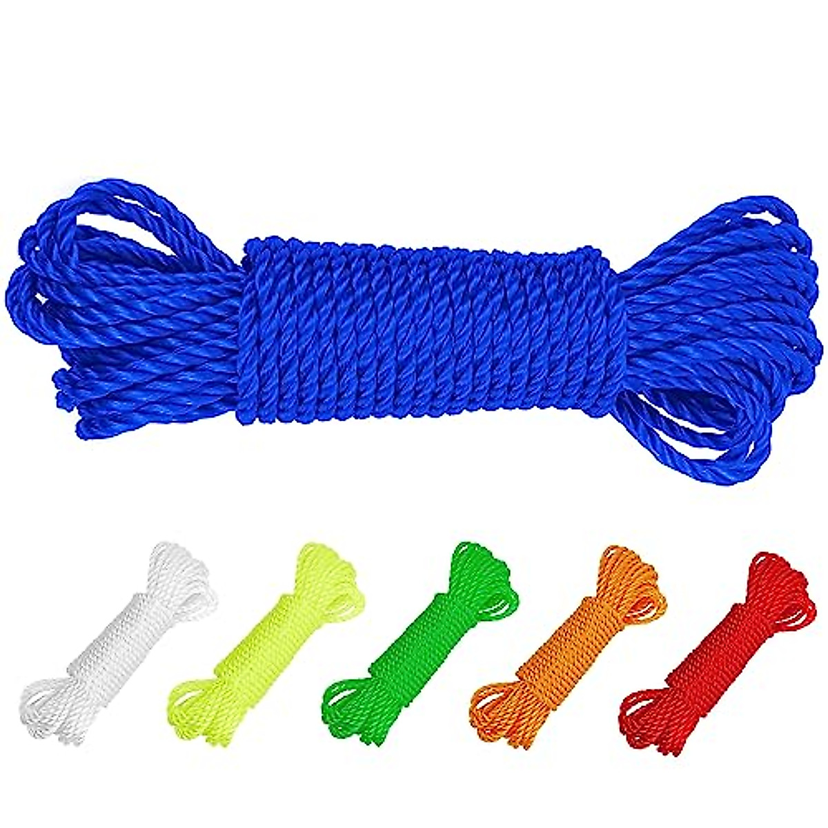 JeogYong Nylon Rope 33ft 1/5 inch (5mm) Clothes Line Ropes, Colored Clothesline Flag Pole Rope, Thick Strong Nylon String for Multi-Purpose Tie Down Outdoor Gardening Clothing Hanging Craft Projects