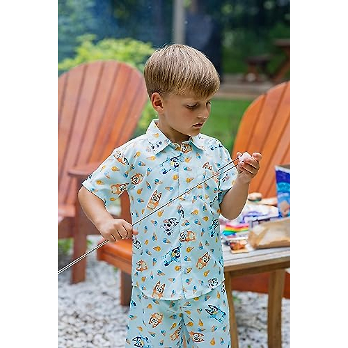 Bluey Bingo Toddler Boys Hawaiian Button Down Shirt and Shorts 3T