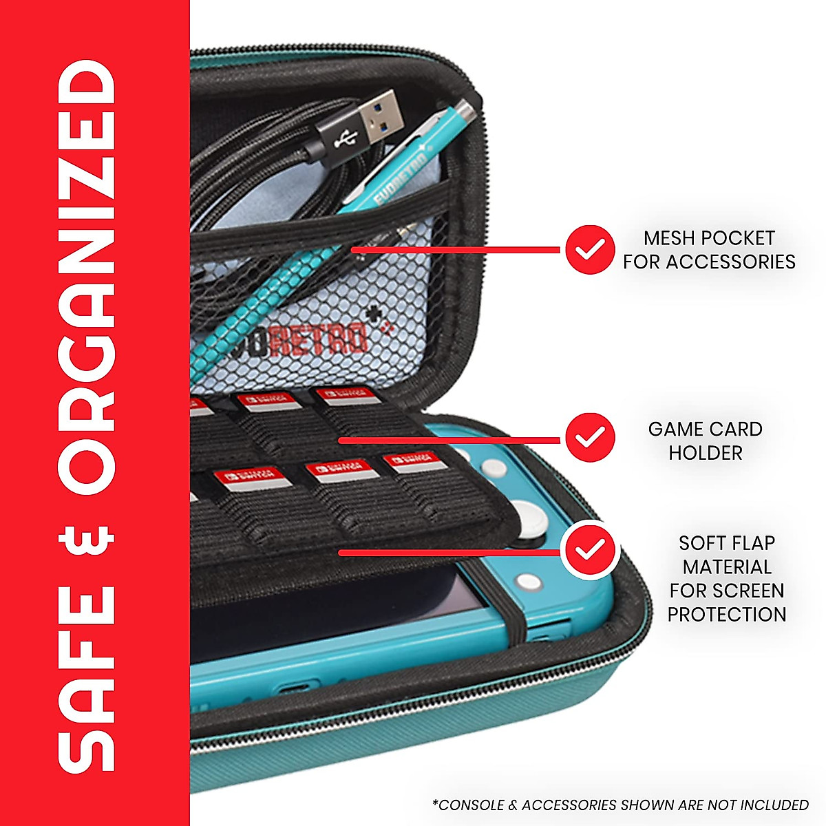 EVORETRO Switch lite case accessories compatible with nintendo switch case lite, nintendo lite case with nintendo lite accessories for Pokemon Legend, Animal Crossing, Super Mario, Mario Kart