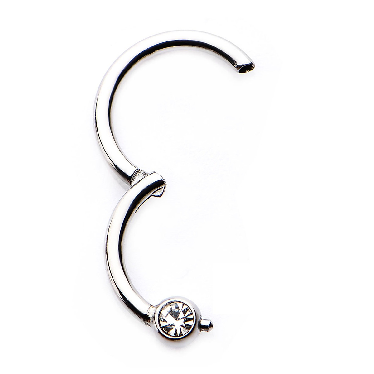 Pierced Owl 16GA CZ Crystal Centered Stainless Steel Septum Nostril Lip Cartilage Hinged Segment Ring (3/8" (9.5mm))