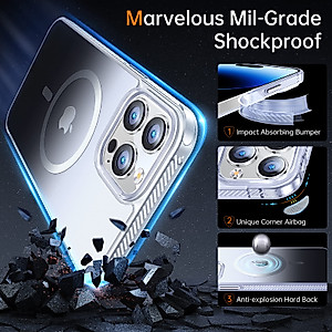 JUESHITUO Magnetic Defender Bicolor iPhone 14 Pro Max Case[Military Grade Protection] [Super Strong Magnets] Translucent Matte Case for iPhone 14 Pro Max Phone Case(6.7") (Clear to Black)