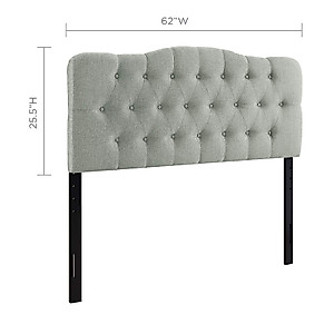 Modway Annabel Tufted Button Linen Fabric Upholstered Queen Headboard in Gray
