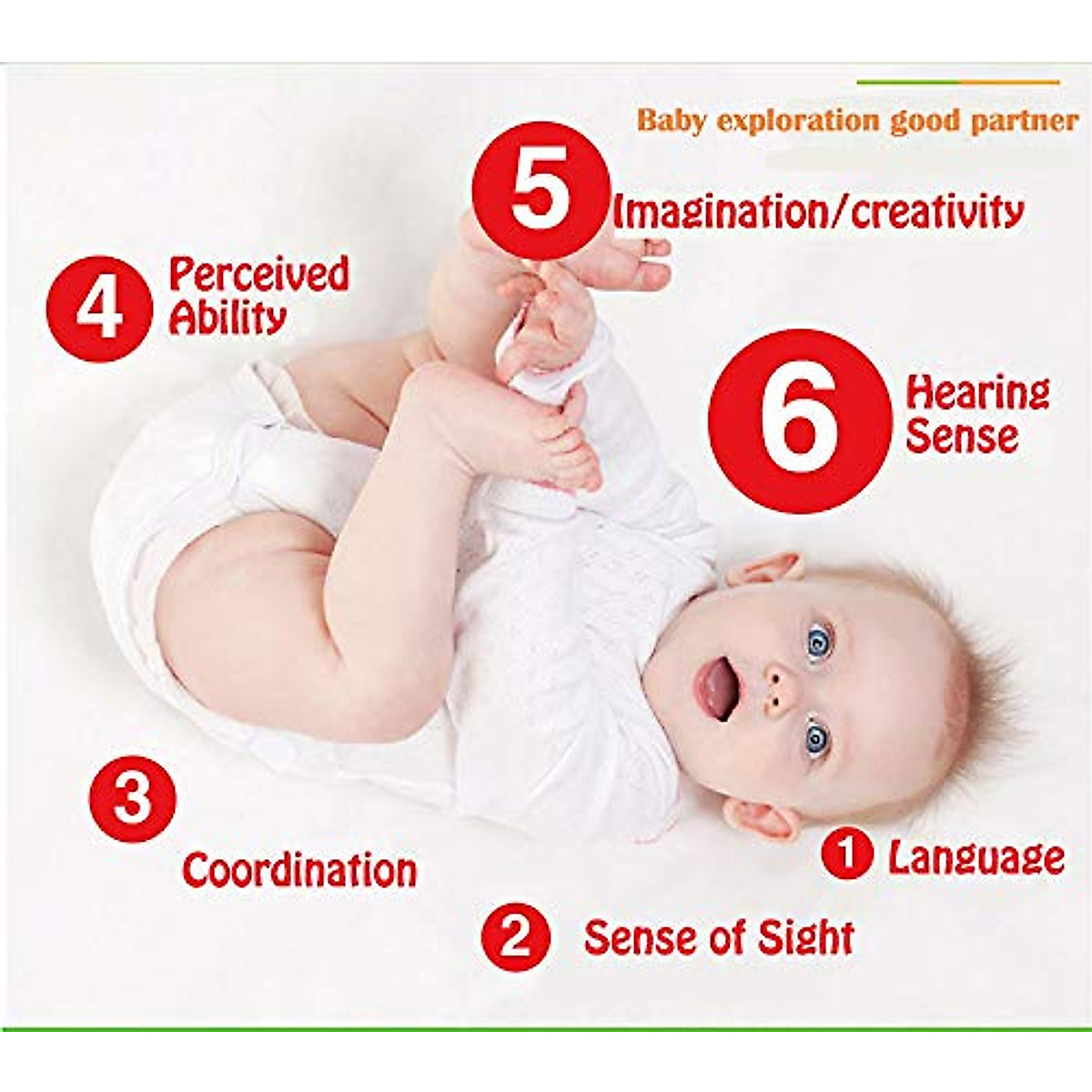 RichChoice Giraffe Baby Educational Toys (one Box:50 pcs):1-3-6-8 Month,1-2-3 Year Old Crib Bed,Car Seat, Stroller, Activity,Travel Hanging Toys;Kids Plush Portable Toys with Crinkle, Ring,Teether…