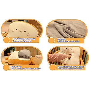Toast Bread Pillow Dual-use Three-in-one Pillow Blanket Toast Sofa Cushion Home Decoration (Smile)