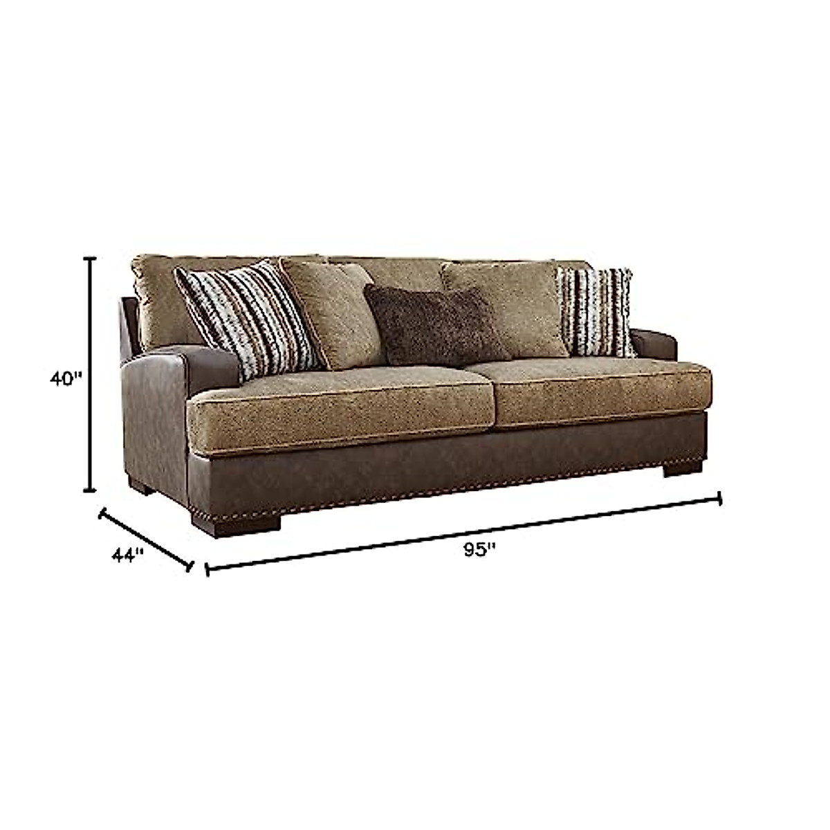 Signature Design by Ashley Alesbury Casual Faux Leather Sofa, Dark Brown & Light Brown