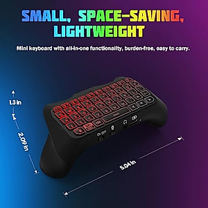 TiMOVO Multi-Color RGB Backlight Keyboard for PS5 Controller, Wireless Bluetooth Keypad Chatpad for PlayStation 5 Controller, Mini PS5 Game Keyboard Built-in Speaker with 3.5mm Audio Jack, Black