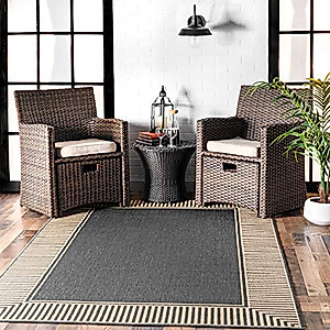 nuLOOM Asha Simple Border Indoor/Outdoor Area Rug, 6' 7" x 9', Dark Grey